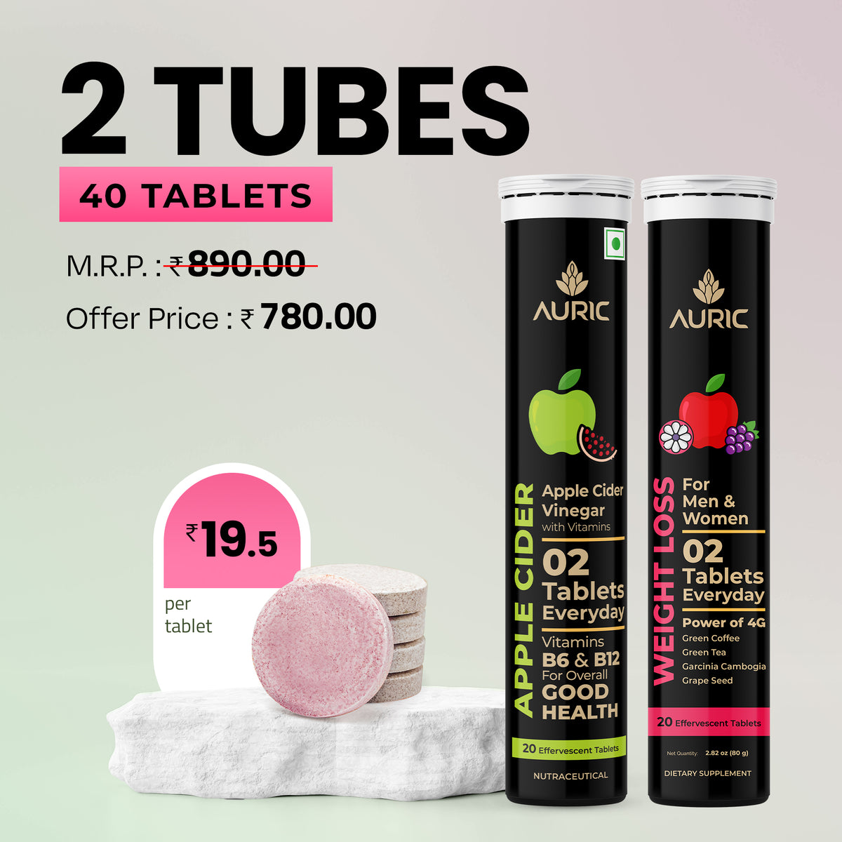 Buy Effervescent Tablet for Gut Health and Weight Management Online - Auric