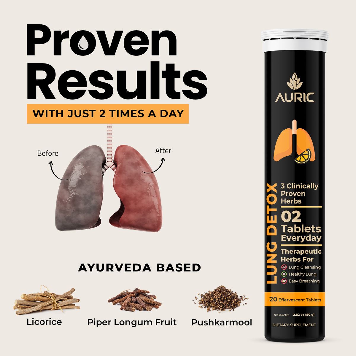 Buy Lung Detox Effervescent Tablets | Cleanse Lungs | Auric